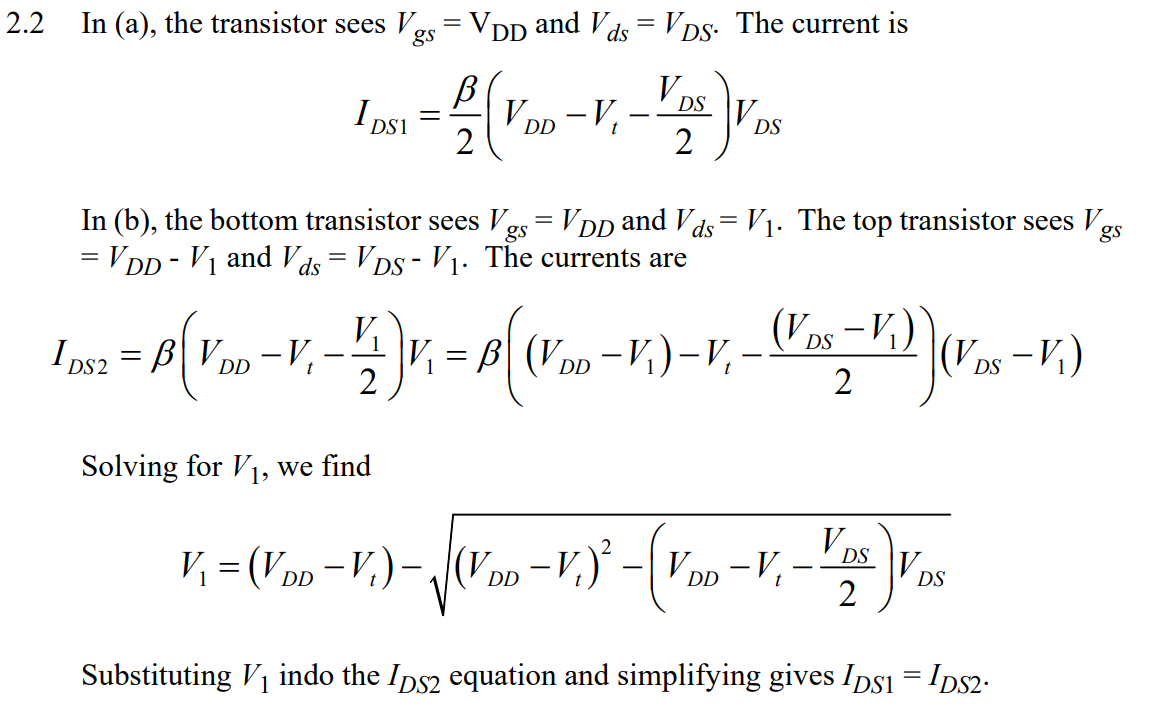 Solved 2.2 Show that the current through two transistors in | Chegg.com