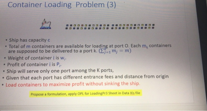 Container Loading Problem (3) . Ship has capacity c . | Chegg.com