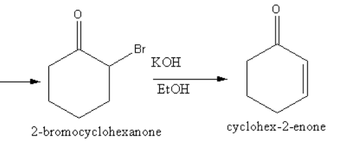 Solved Br KOH EtOH 2-bromocyclohexanone cyclohex-2-enone | Chegg.com