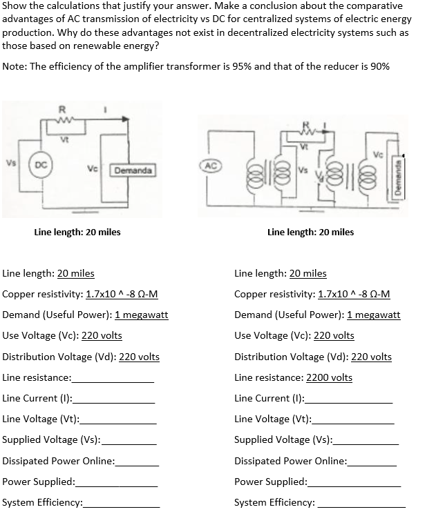 Solved cross-sectional area line of DC diagram: | Chegg.com