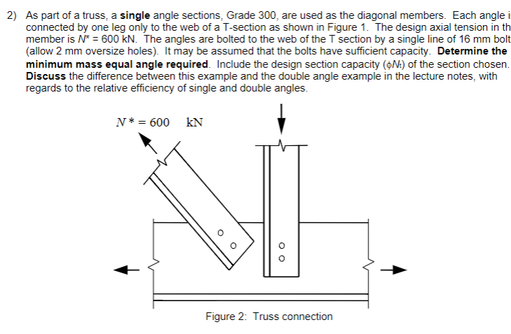 Solved 2) As part of a truss, a single angle sections, Grade | Chegg.com