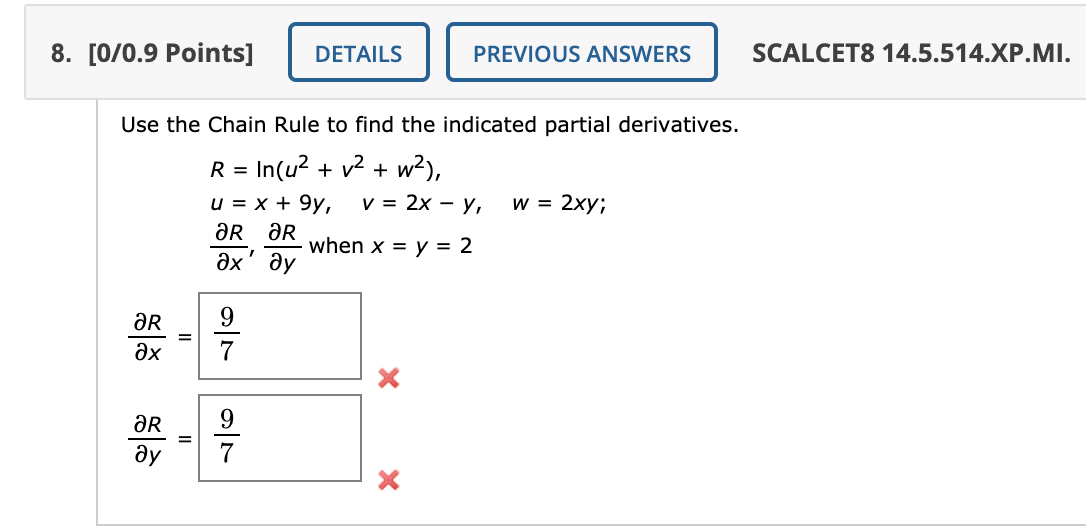 Solved 8. [0/0.9 Points] DETAILS PREVIOUS ANSWERS SCALCET8 | Chegg.com