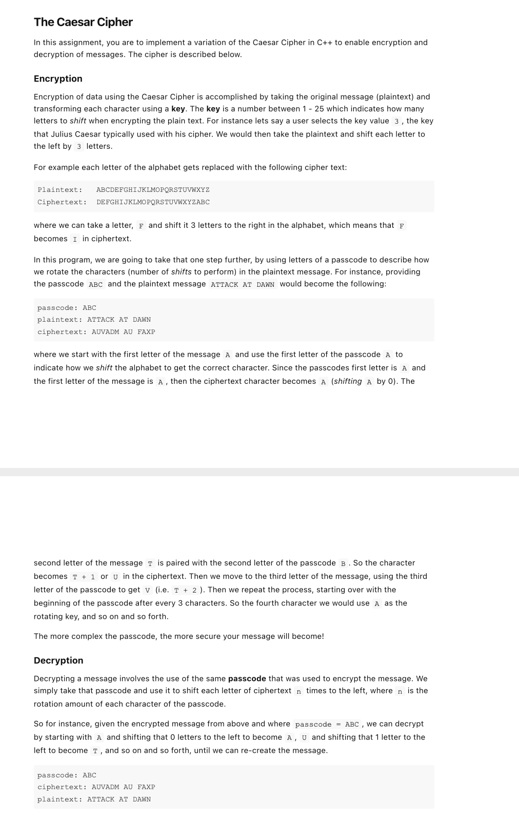 Solved The Caesar Cipher In this assignment, you are to | Chegg.com