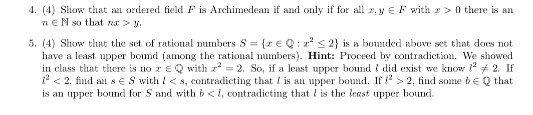 Solved (4) Show that an ordered field F is Archimedean if | Chegg.com