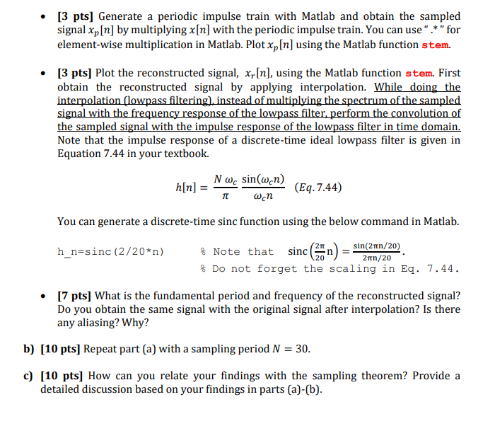 Consider a discrete-time sinusoidal signal x[n] = | Chegg.com