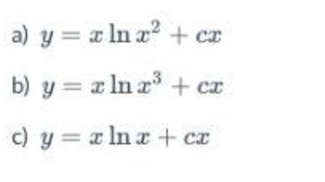 Solved xy′=3x+yy=xlnx2+cx y=xlnx3+cx y=xlnx+cx | Chegg.com