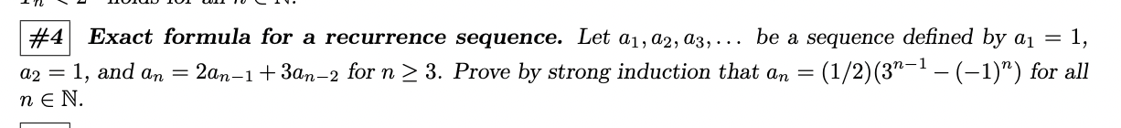 Solved \#4 Exact formula for a recurrence sequence. Let | Chegg.com