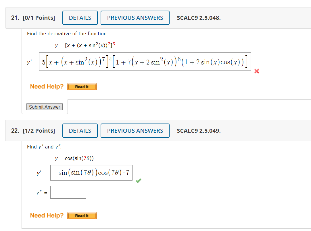 Solved 1. (1/2 points] DETAILS PREVIOUS ANSWERS SCALC9 | Chegg.com