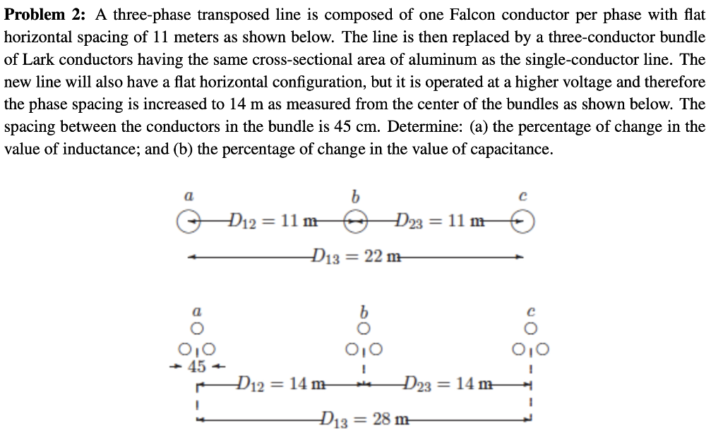 Solved Problem 2: A three-phase transposed line is composed | Chegg.com