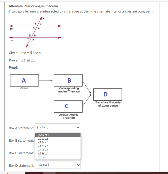 Solved Alternate interior angles theorem:If two parallel | Chegg.com