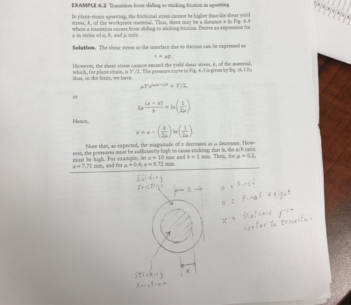 Solved EXAMPLE 6.2 Transition from sliding to sticking | Chegg.com