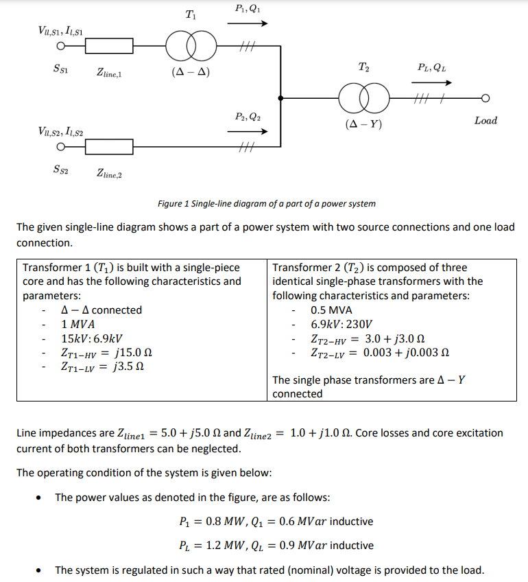 Solved Figure 1 Single-line diagram of a part of a power | Chegg.com