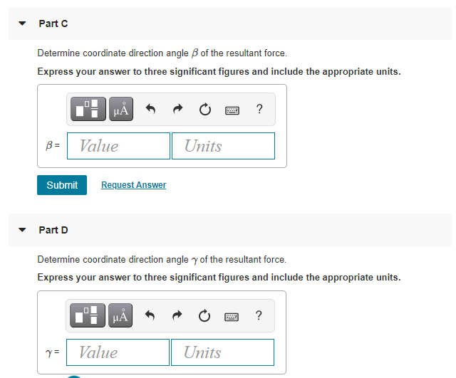 Solved Part A If The Coordinate Direction Angles For F3