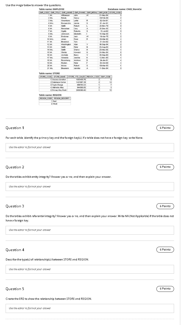 Solved Use the image belww to answer the questions. Table | Chegg.com