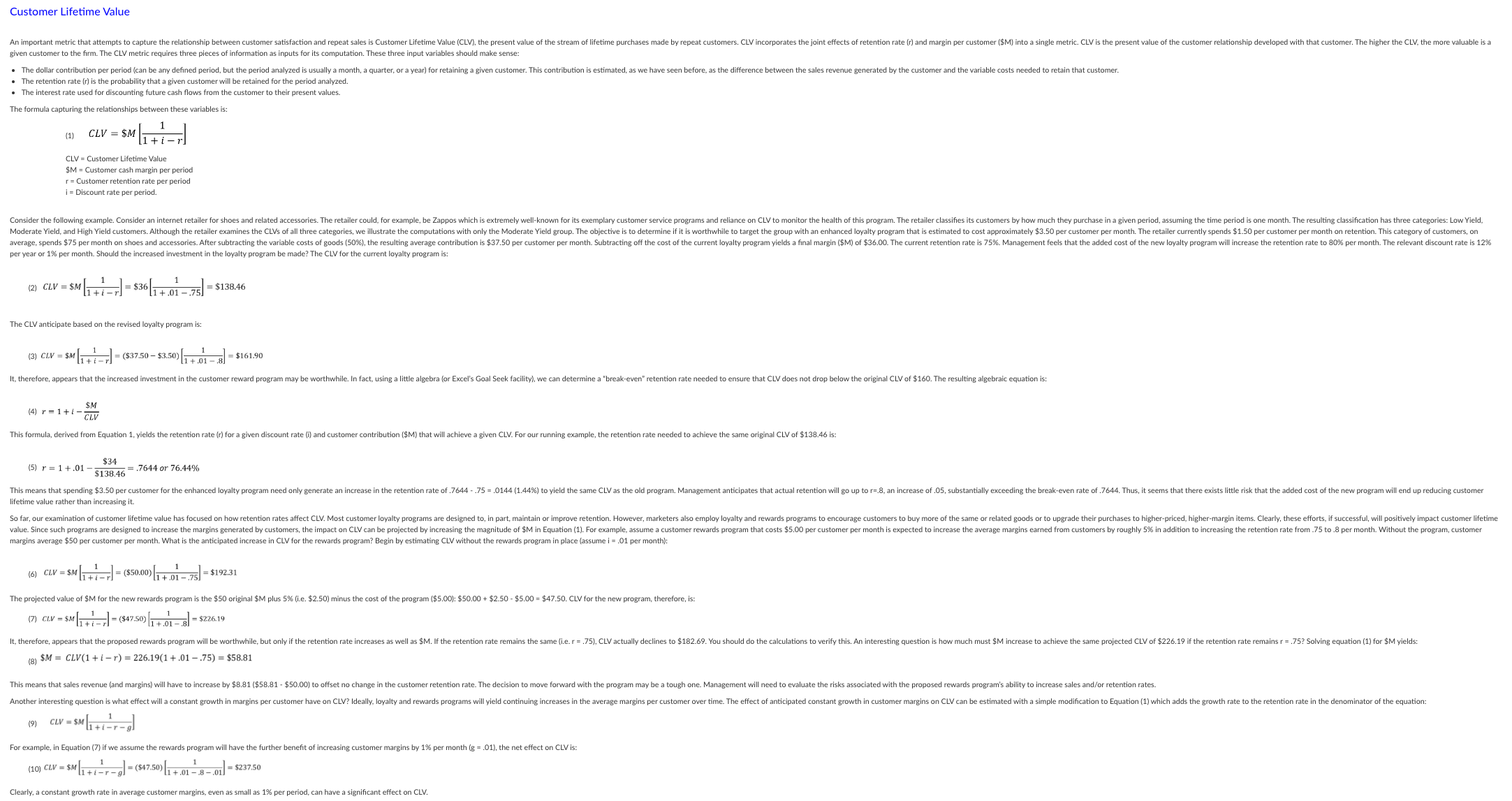 Customer Lifetime Value given customer to the firm. | Chegg.com