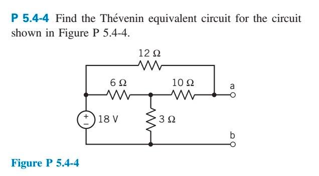 Solved P 5.4-4 Find the Thévenin equivalent circuit for the | Chegg.com