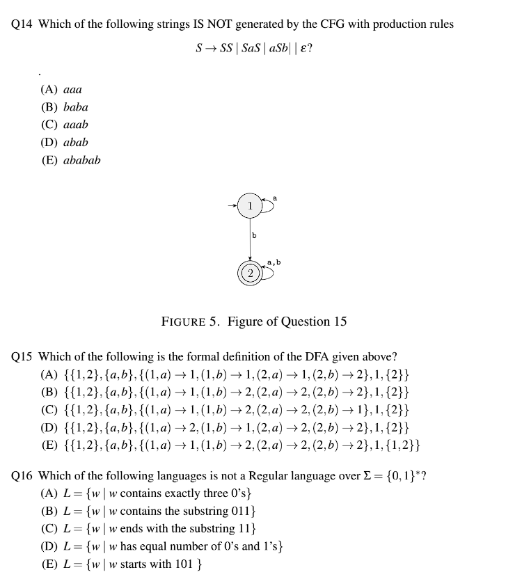Solved Q14 Which Of The Following Strings Is Not Generated 