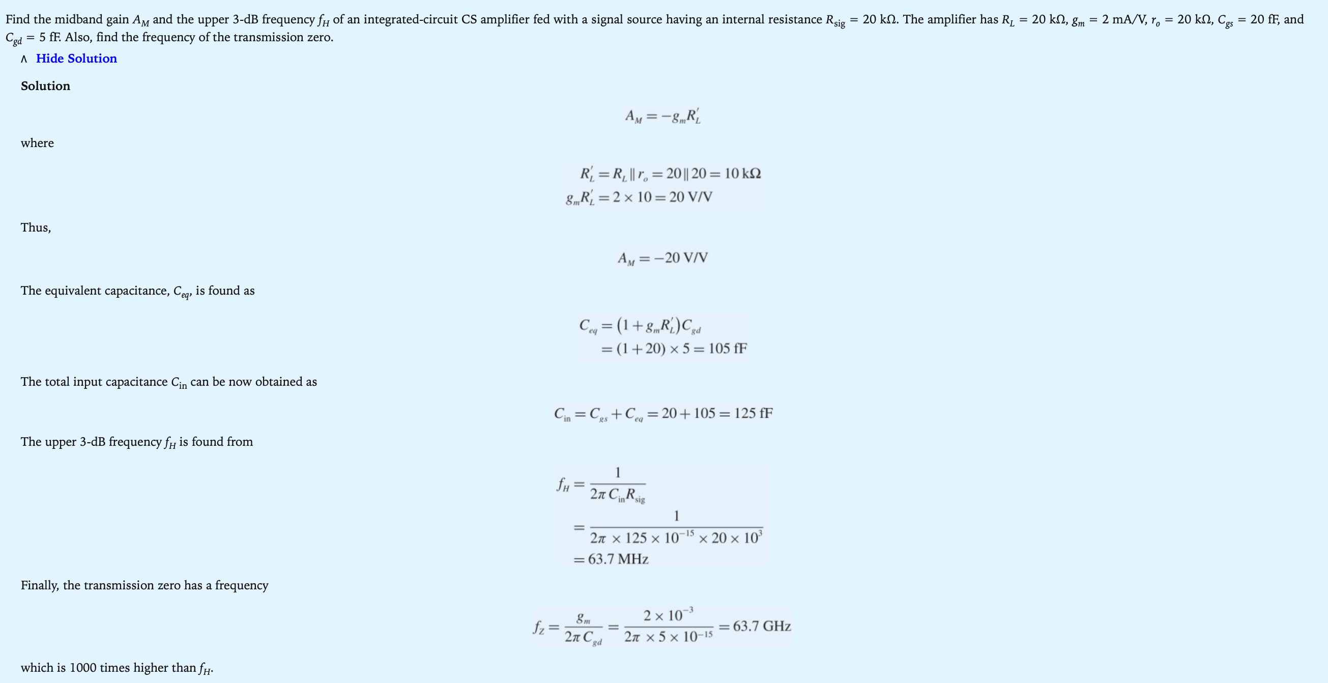 Solved VOV,gm,Cgs,Cgd,Cin,AM,fHCgd=5fF. Also, find the | Chegg.com