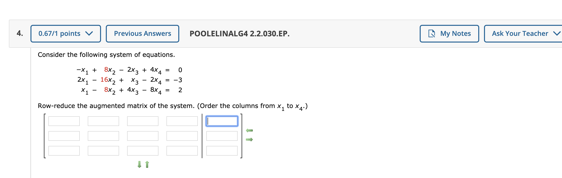 Solved 0.67/1 points V Previous Answers POOLELINALG4 | Chegg.com