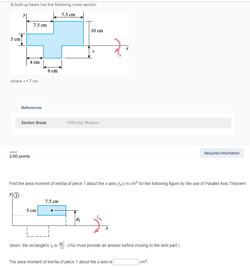 Solved A built-up beam has the following cross section: 7.5 | Chegg.com