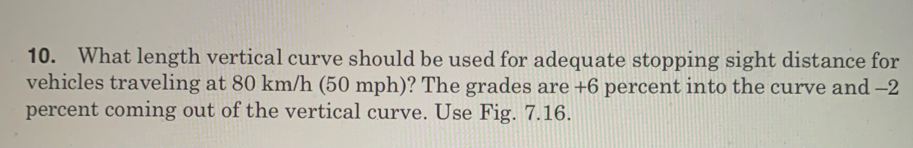 Solved What length vertical curve should be used for | Chegg.com
