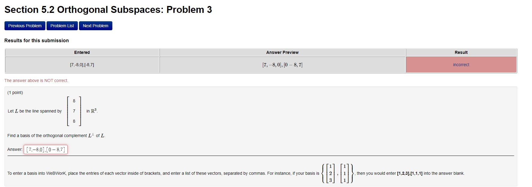 Solved Section 5 2 Orthogonal Subspaces Problem 3 Previous