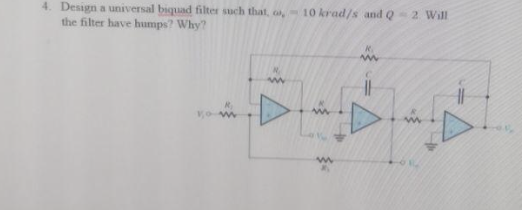 Solved 4. Design a universal biquad filter such that 10 | Chegg.com