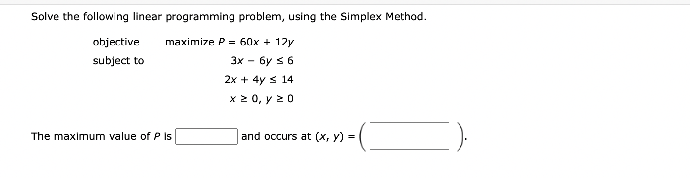 Solved Solve the following linear programming problem, using | Chegg.com