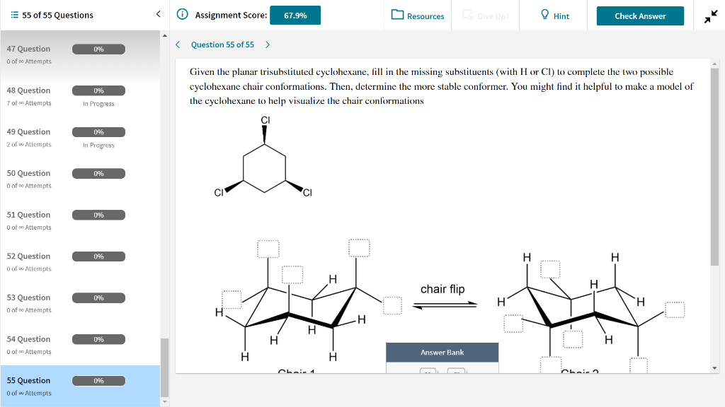 Solved : 55 of 55 Questions Assignment Score: 67.9% | Chegg.com