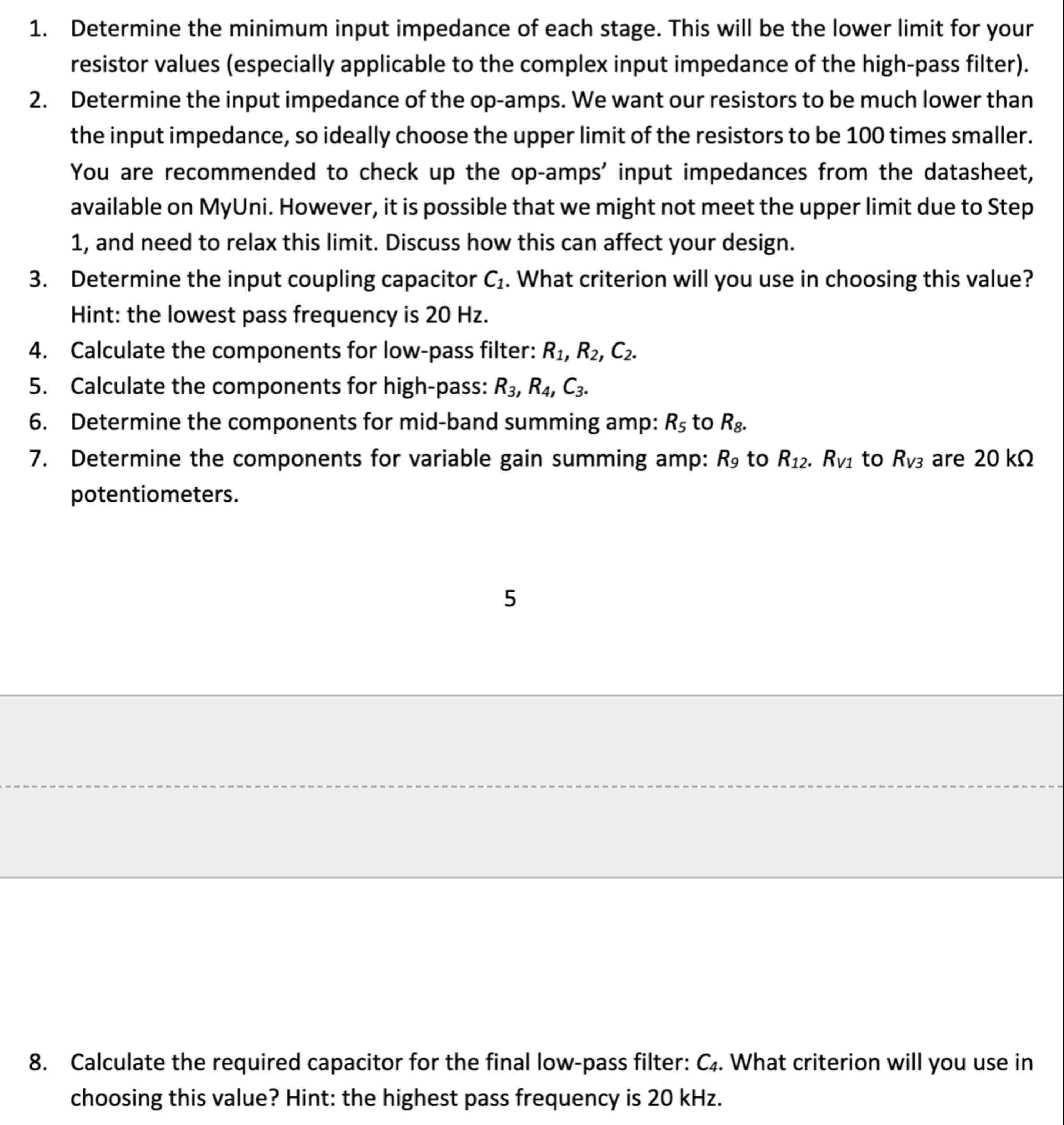 Determine the minimum input impedance of ﻿each stage. | Chegg.com