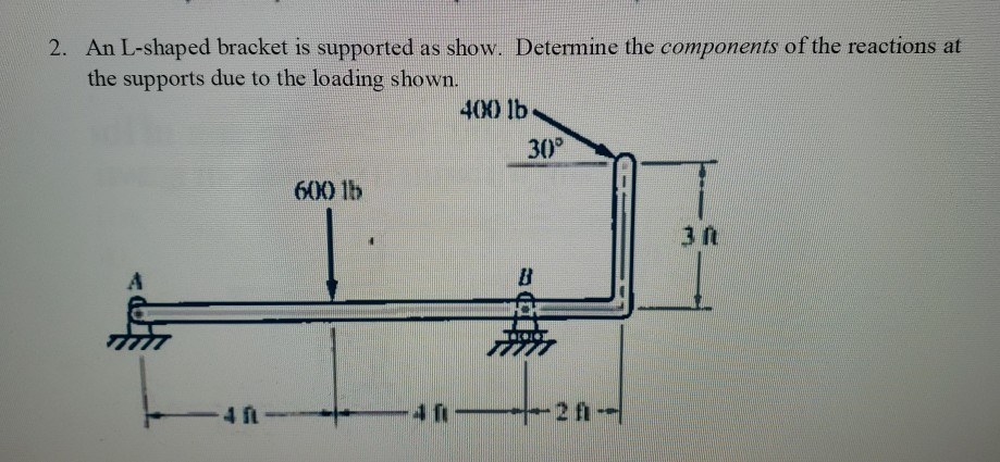 Solved 2. An L-shaped bracket is supported as show. | Chegg.com