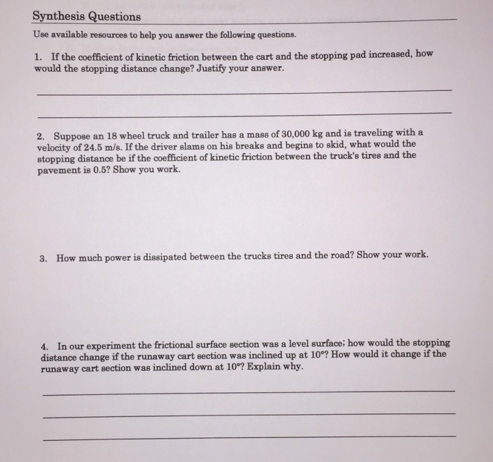 Solved Synthesis Questions Use available resources to help | Chegg.com