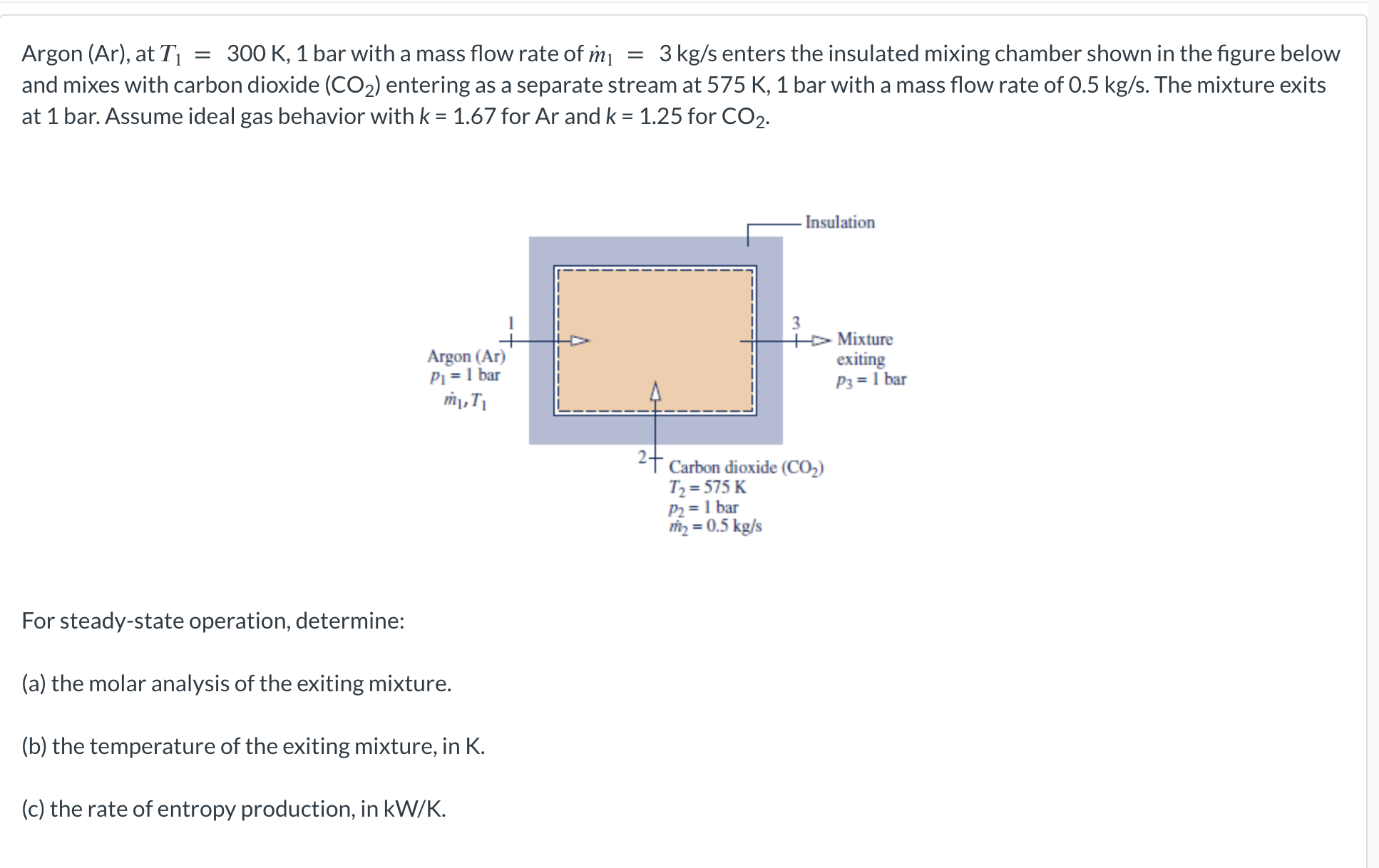 Solved Argon (Ar), ﻿at T1=300K,1 ﻿bar with a mass flow rate | Chegg.com