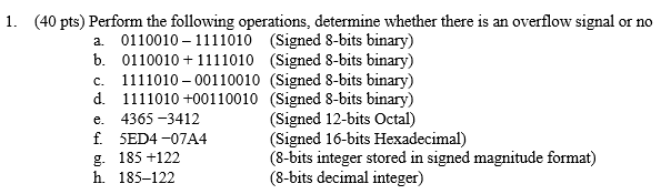 Solved 1. (40 pts) Perform the following operations, | Chegg.com