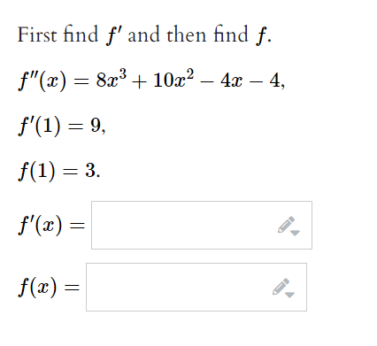 Solved First find f' ﻿and then find | Chegg.com