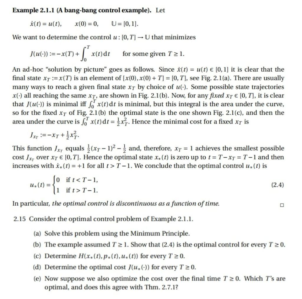 Solved Example 2.1.1 (A bang-bang control example). Let i(t) | Chegg.com