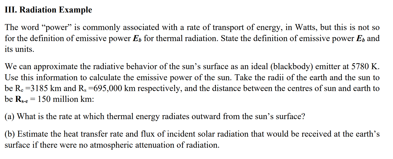 Solved III. Radiation Example The word "power" is commonly | Chegg.com