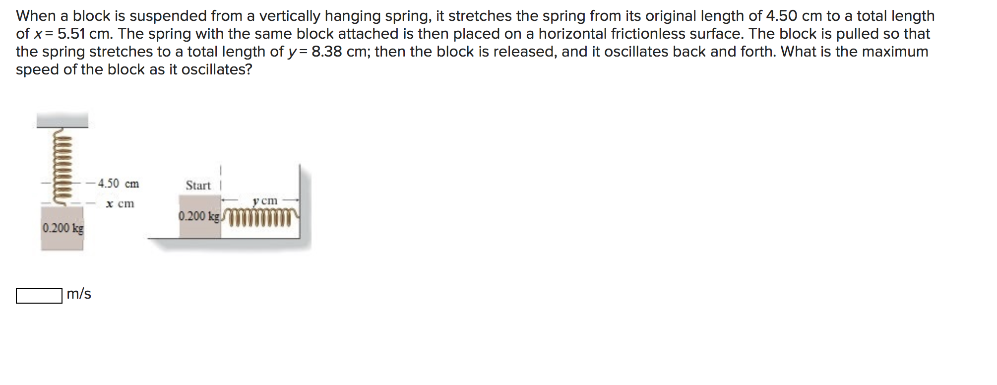 Solved When a block is suspended from a vertically hanging | Chegg.com