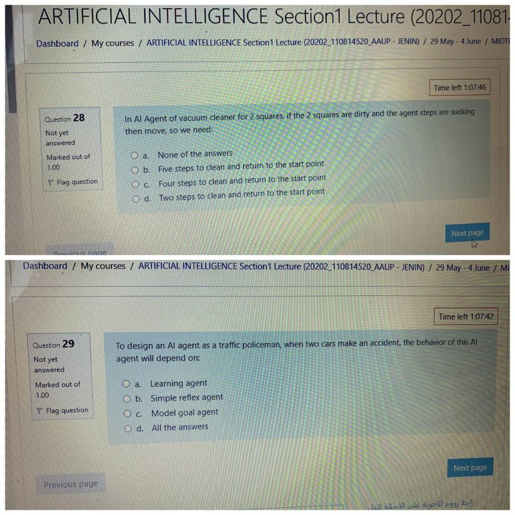 Solved ARTIFICIAL INTELLIGENCE Section1 Lecture (20202_11081 | Chegg.com