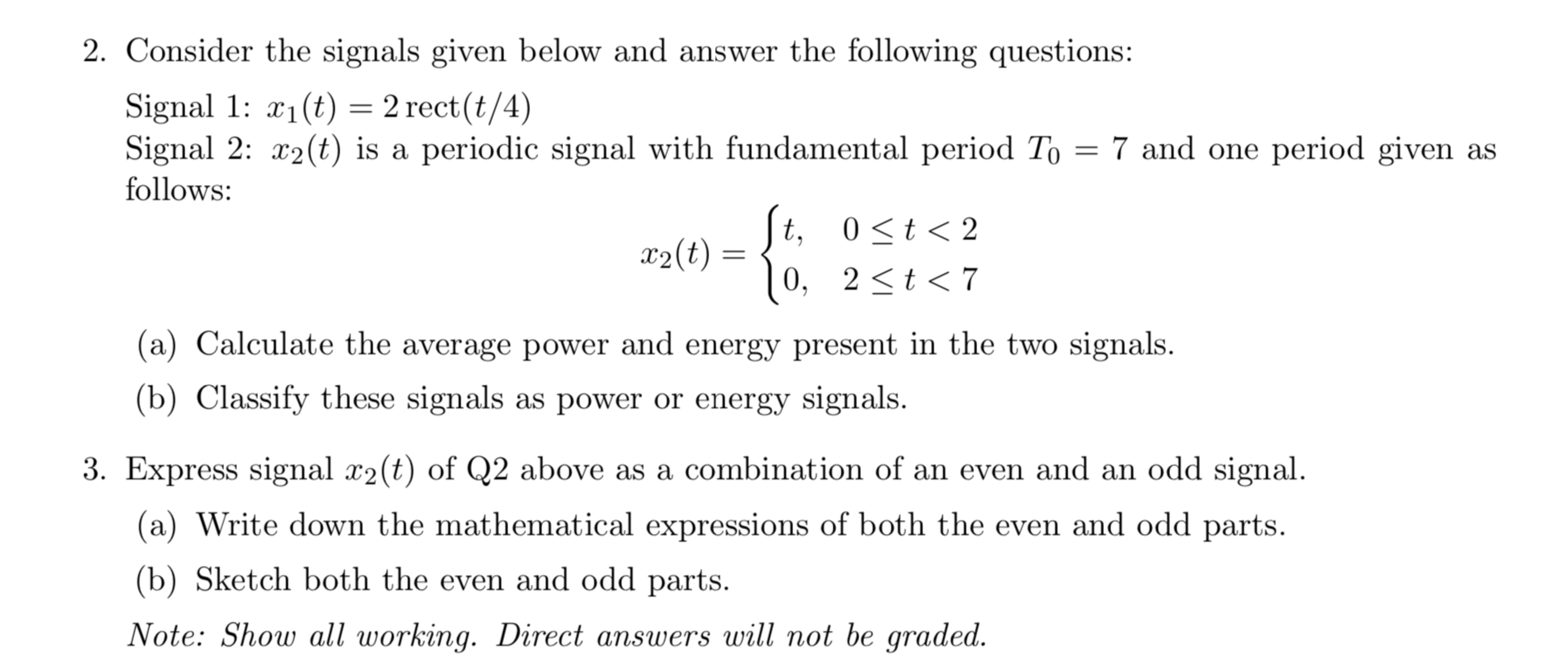Solved Consider the signals given below and answer the | Chegg.com