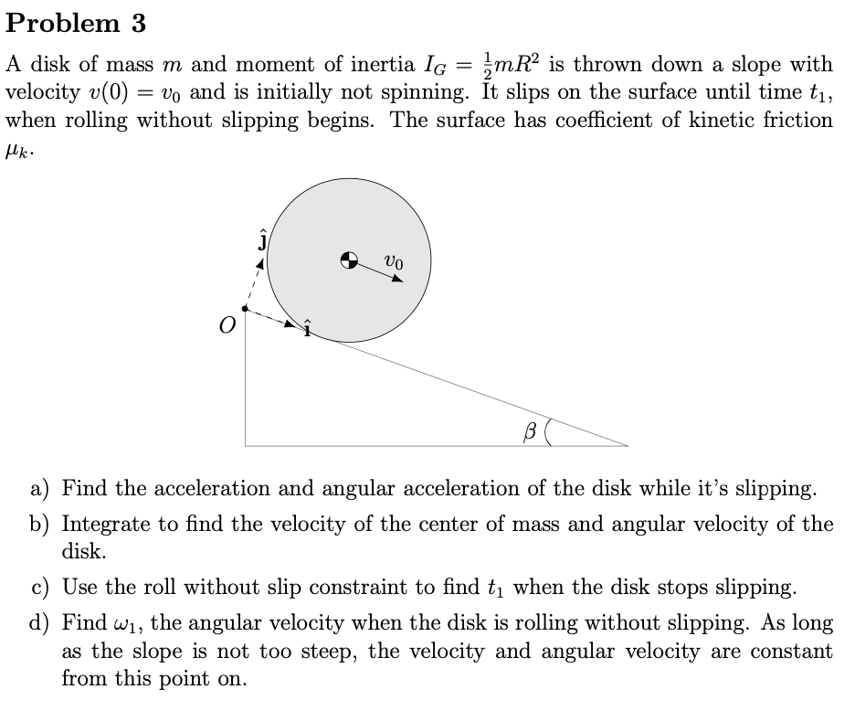 Solved = Problem 3 A disk of mass m and moment of inertia IG | Chegg.com
