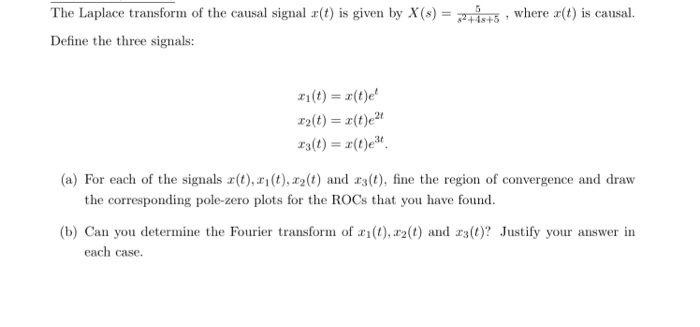 Solved The Laplace transform of the causal signal a (t) is | Chegg.com