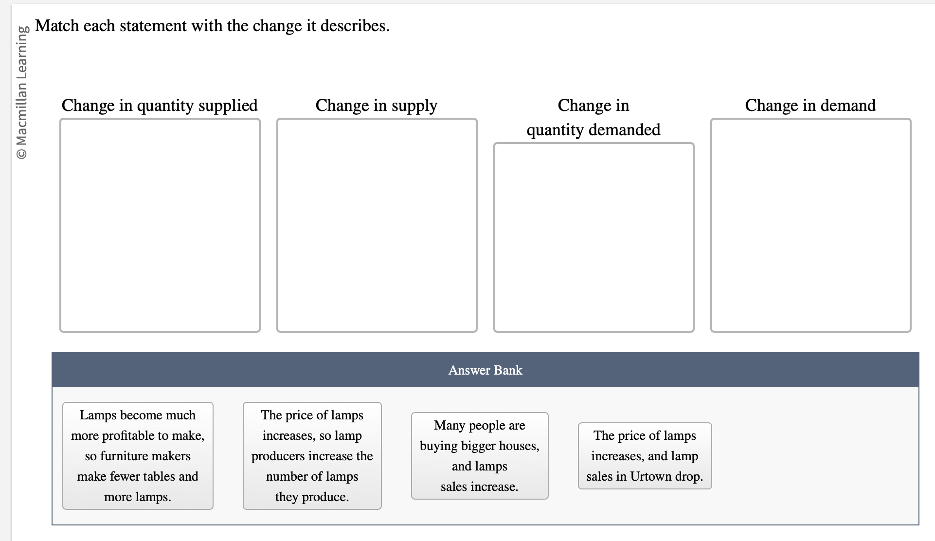 Solved on Match each statement with the change it | Chegg.com