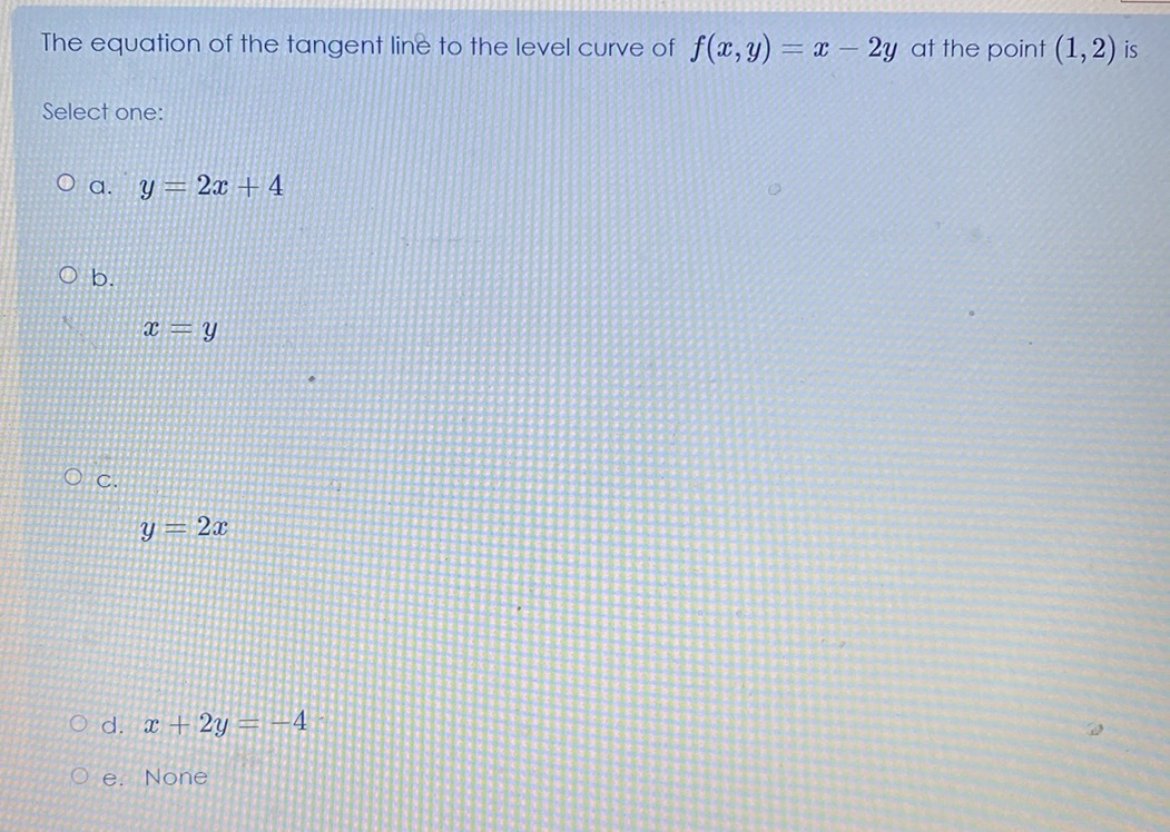 Solved The equation of the tangent line to the level curve | Chegg.com