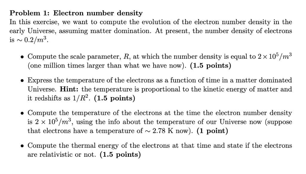 Problem 1: Electron number density In this exercise, | Chegg.com