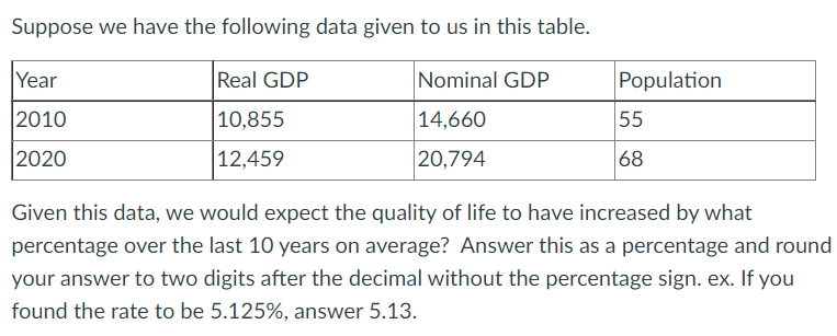 Solved How do you calculate the increase in quality of life | Chegg.com