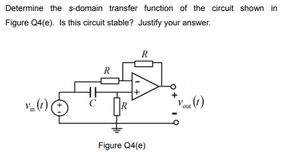 Solved Determine the s-domain transfer function of the | Chegg.com