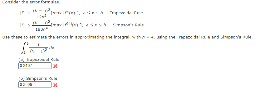 Solved Consider the error formulas. | Chegg.com