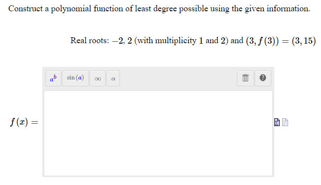 Solved Construct a polynomial function of least degree | Chegg.com