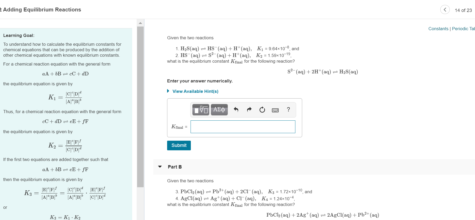 Solved Adding Equilibrium Reactions